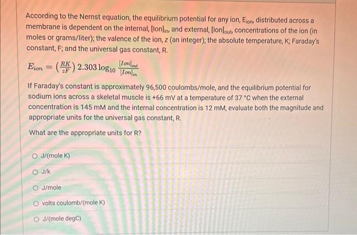 Solved According to the general permeability equation, the | Chegg.com