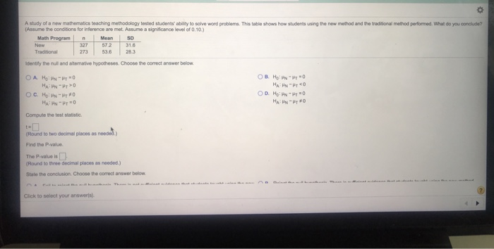 Solved A study of a new mathematics teaching methodology | Chegg.com