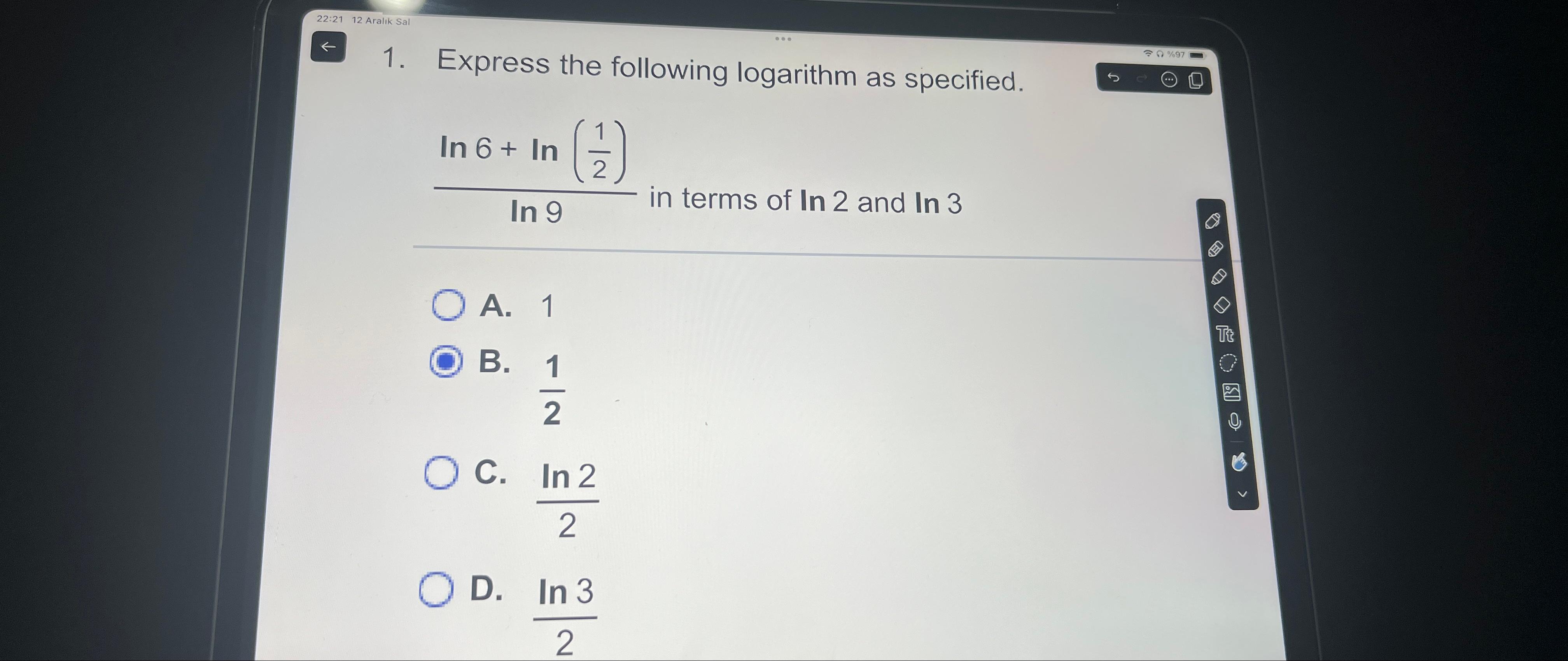 Solved Express the following logarithm as | Chegg.com