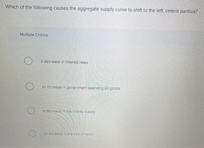 Solved Which of the following causes the aggregate supply | Chegg.com