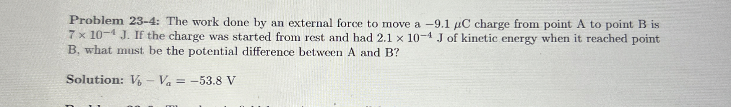Solved Problem 23-4: The work done by an external force to | Chegg.com