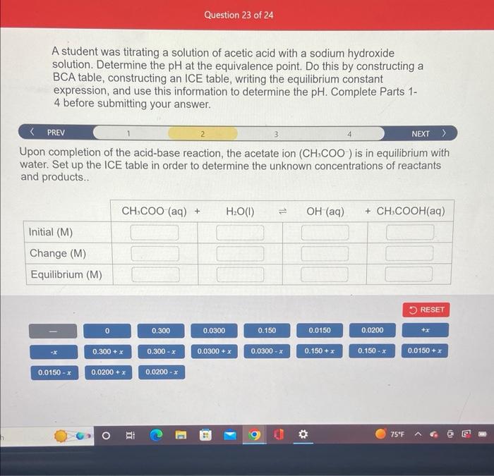 Solved A student was titrating a solution of acetic acid | Chegg.com