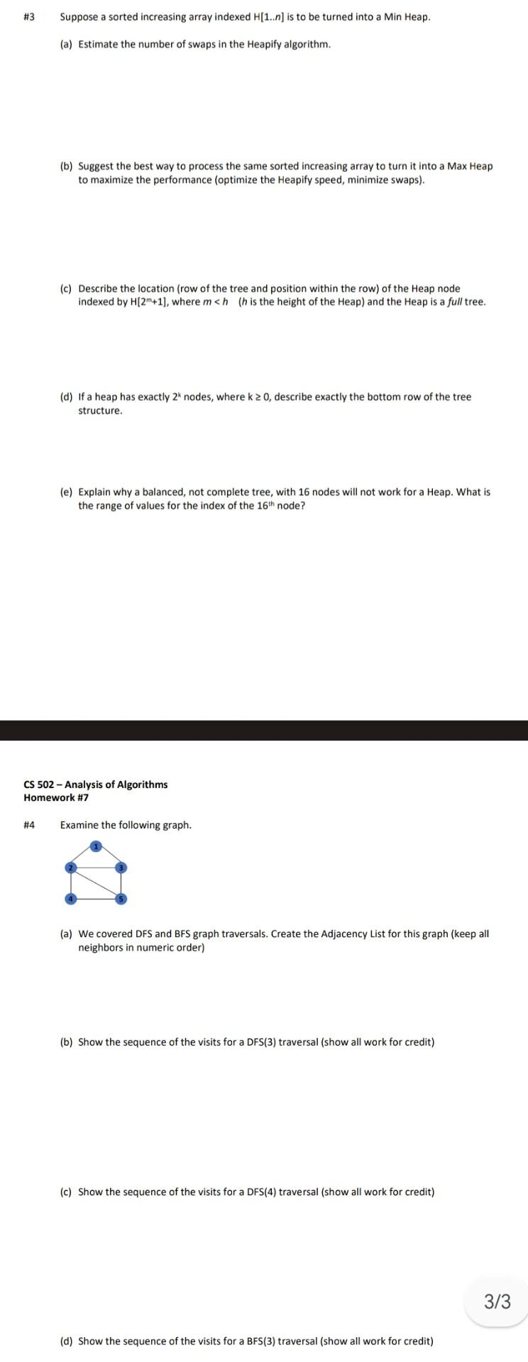 Solved 3 Suppose A Sorted Increasing Array Indexed H[1 N]