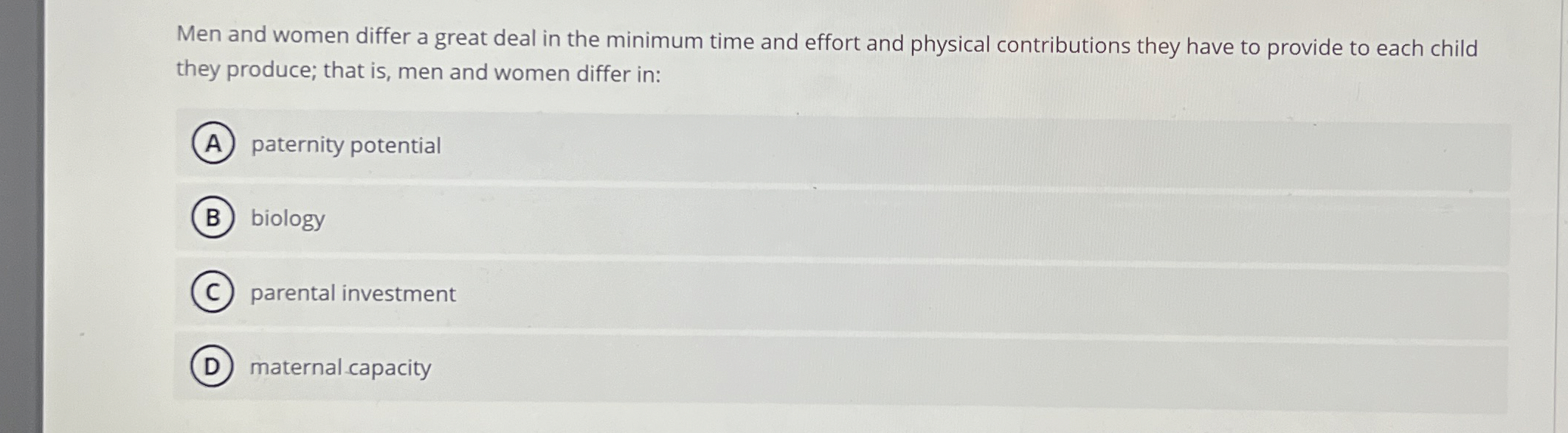 Solved Men and women differ a great deal in the minimum time | Chegg.com
