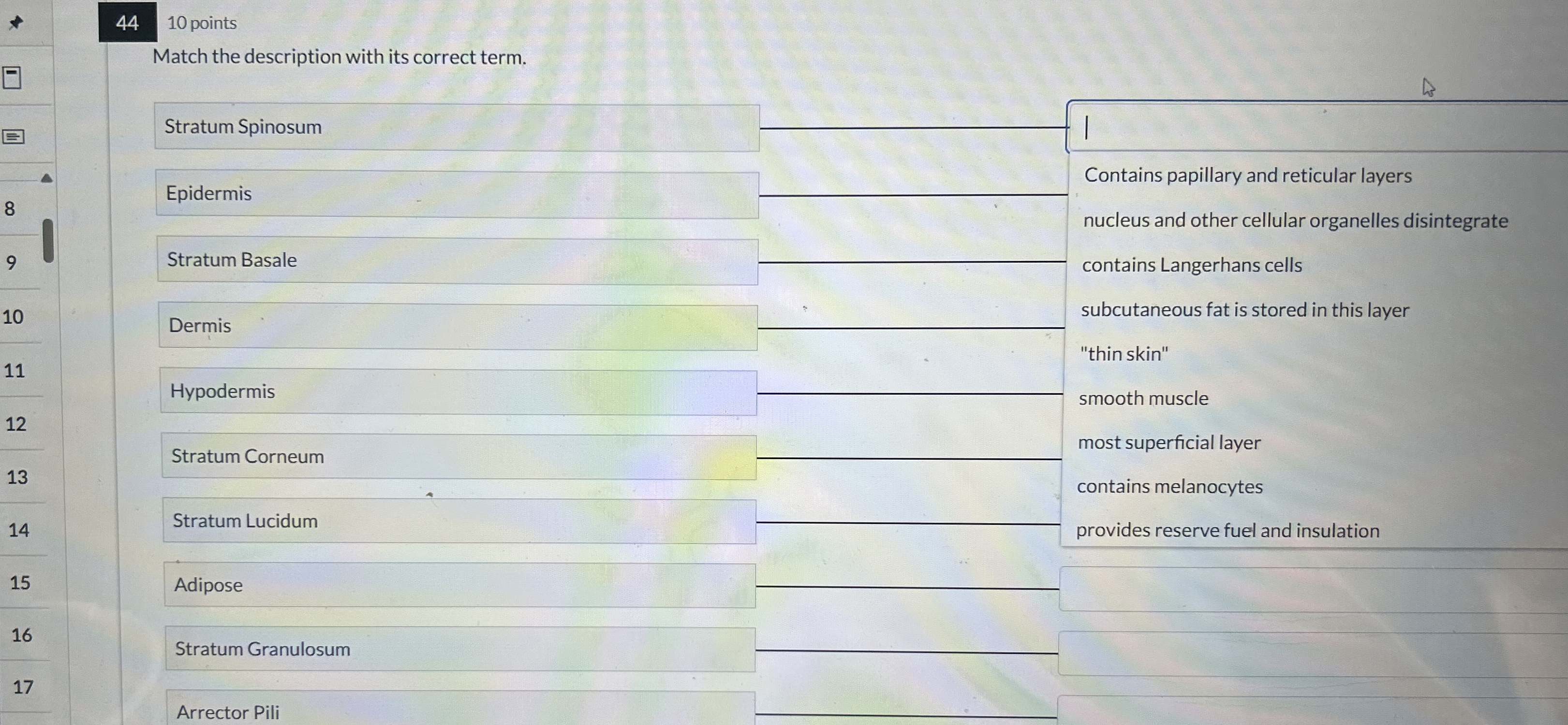 Solved 4410 ﻿pointsMatch the description with its correct | Chegg.com