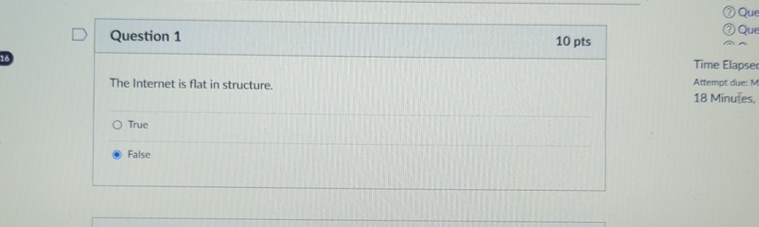 Solved Question 110 ﻿ptsThe Internet is flat in | Chegg.com
