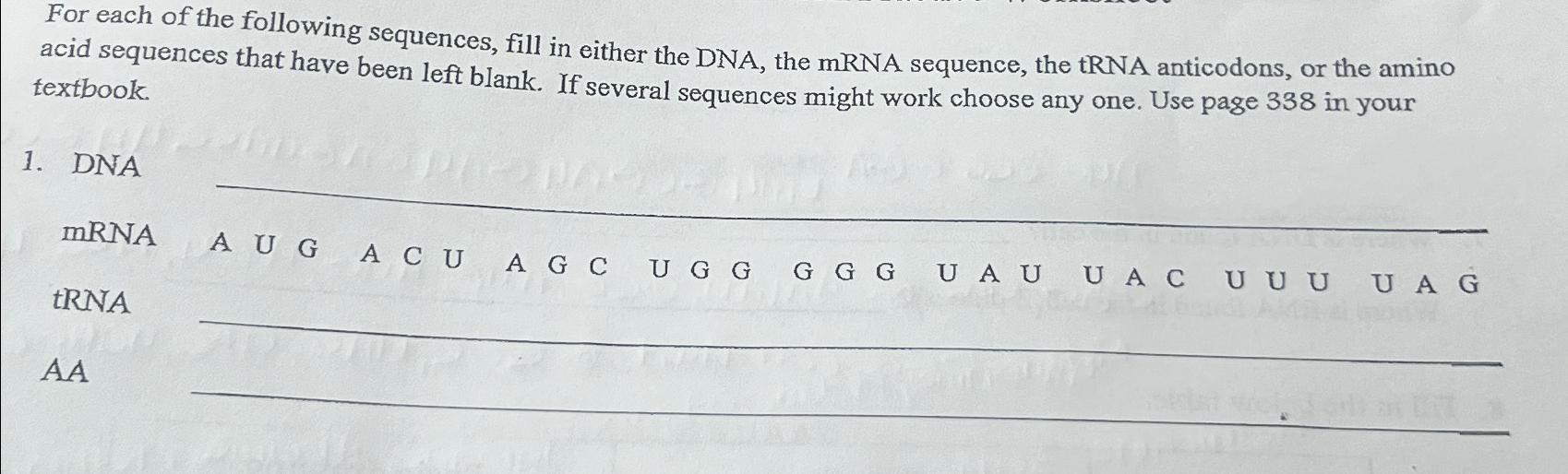 For each of the following sequences, fill in either | Chegg.com