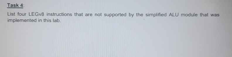 Solved Task 4:List four LEGv8 ﻿instructions that are not | Chegg.com