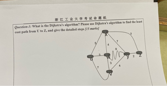 Solved 浙江工业大学考试命题纸 Question-3: What is the Dijkstra's | Chegg.com