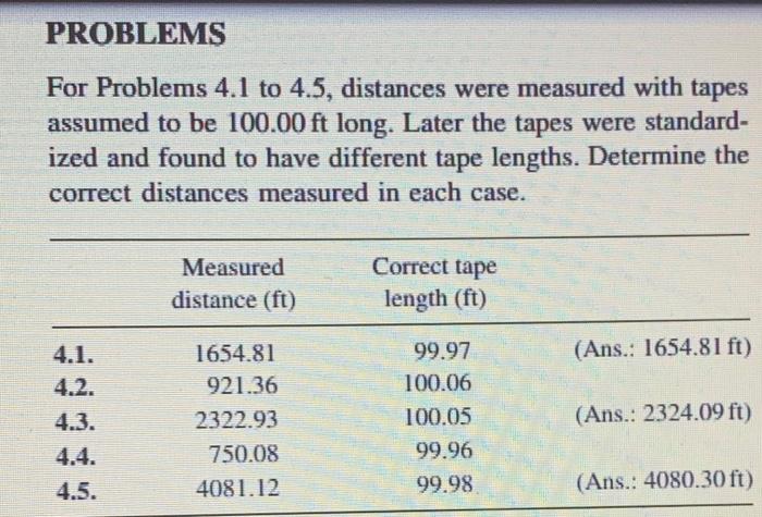 Solved PROBLEMS For Problems 4.1 to 4.5, distances were | Chegg.com