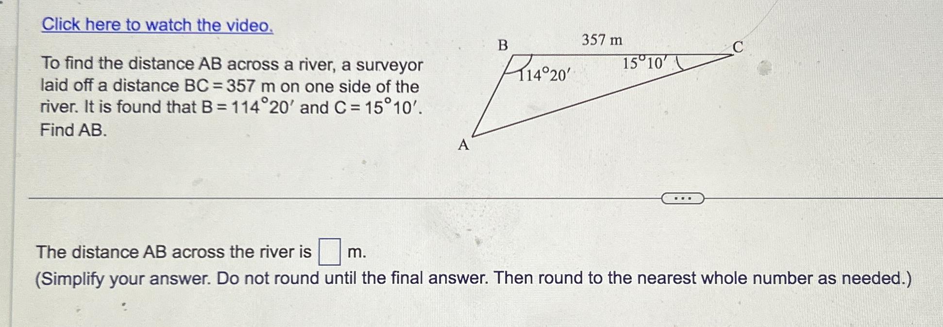 Solved Click here to watch the video.To find the distance AB | Chegg.com