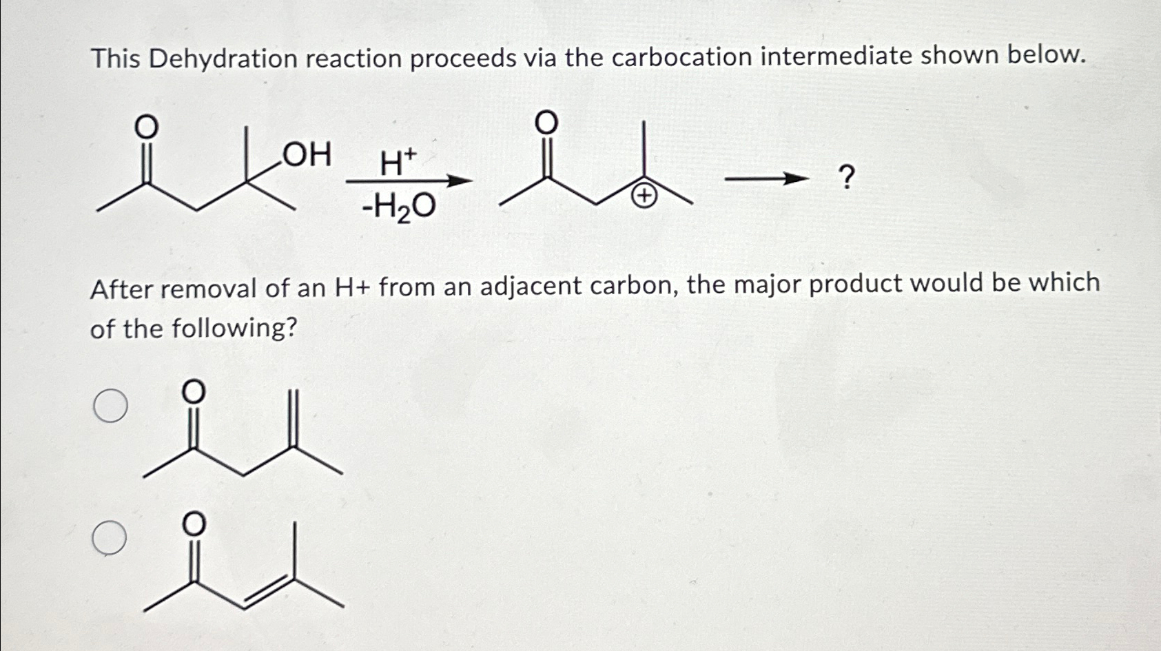 Solved This Dehydration reaction proceeds via the | Chegg.com