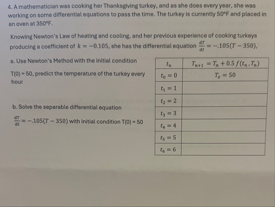 Solved A mathematician was cooking her Thanksgiving turkey, | Chegg.com