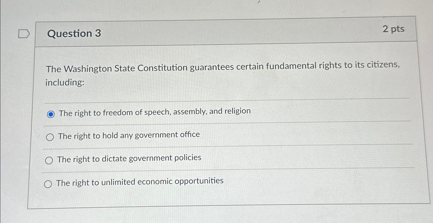 Solved Question 32 ﻿ptsThe Washington State Constitution | Chegg.com
