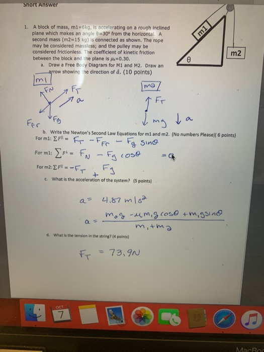Solved can you please explain how to solve for tension in | Chegg.com