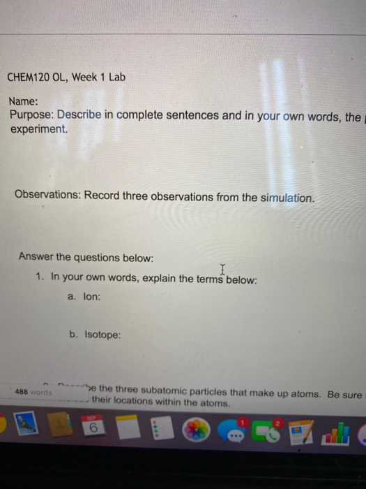 Solved CHEM120 OL, Week 1 Lab Name: Purpose: Describe in | Chegg.com