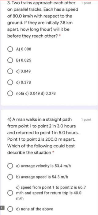 Solved 3. Two trains approach each other point on parallel | Chegg.com