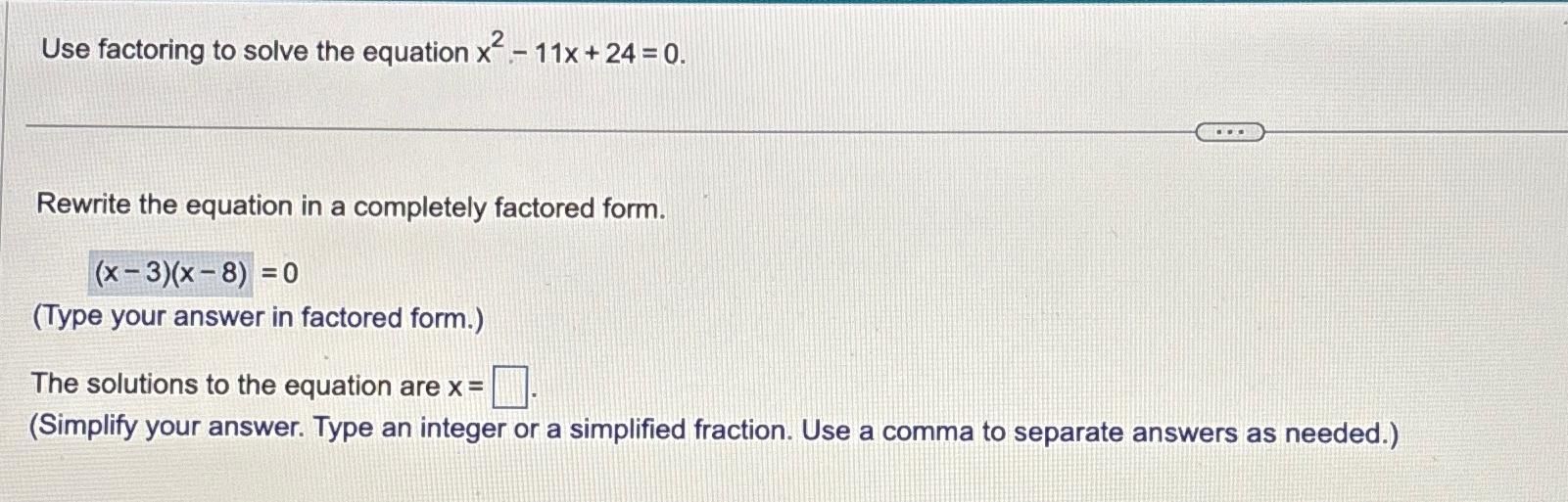 Solved Use factoring to solve the equation | Chegg.com