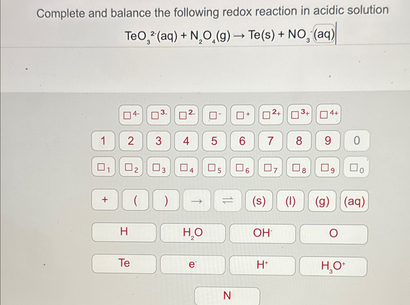 Solved Complete and balance the following redox reaction in | Chegg.com