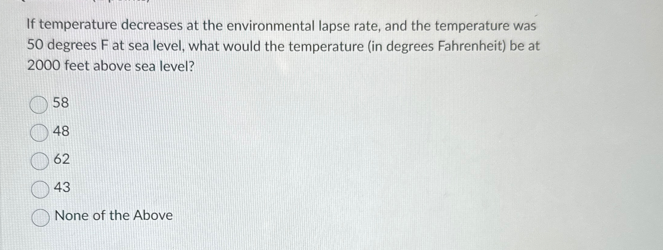 Solved If temperature decreases at the environmental lapse | Chegg.com