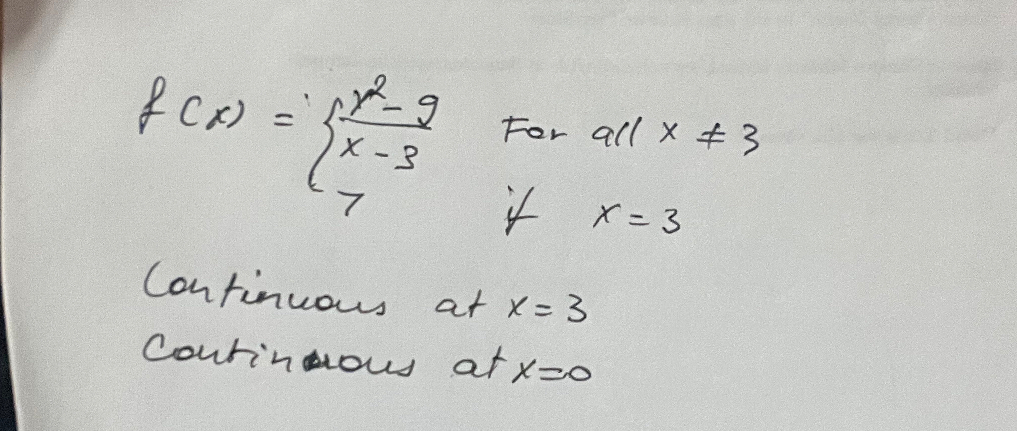 Solved f(x)={x2-9x-3 For all x≠37 if x=3Continuous at | Chegg.com