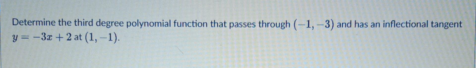 Solved Determine the third degree polynomial function that | Chegg.com
