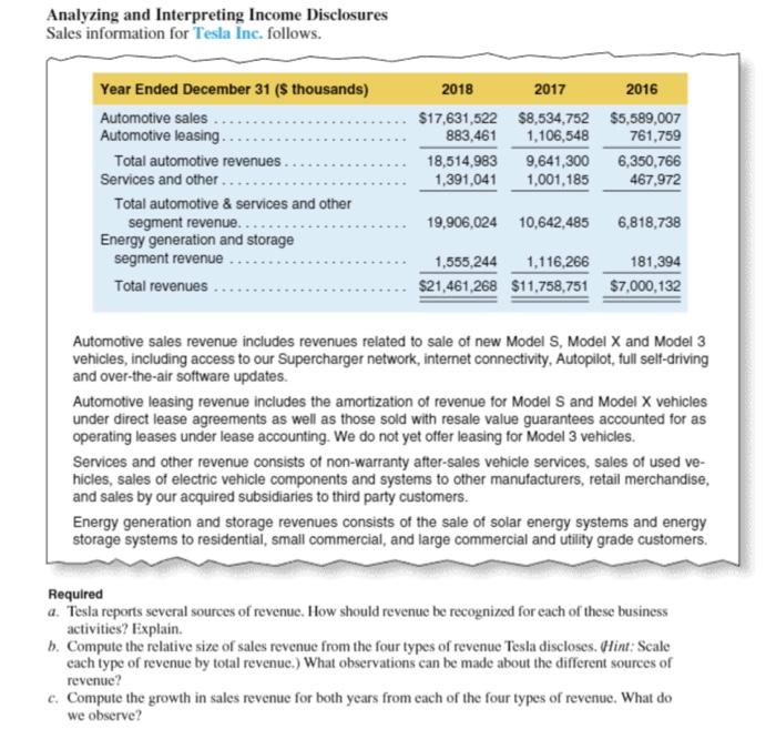 Solved Analyzing and Interpreting Income Disclosures Sales | Chegg.com