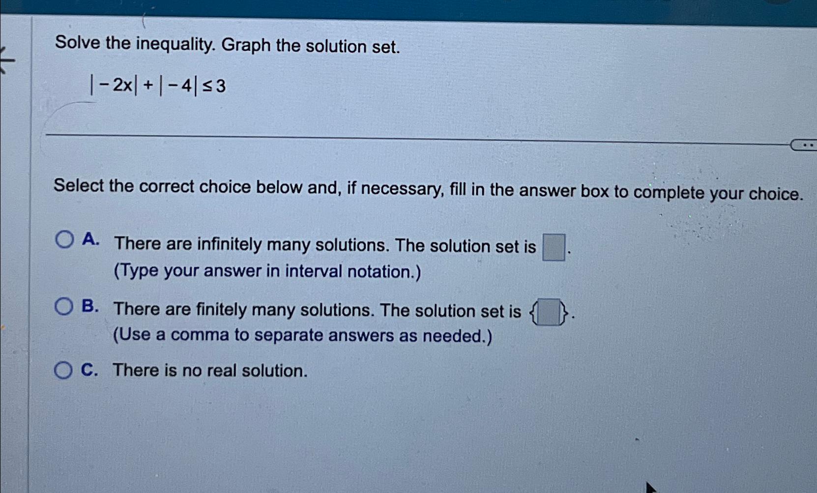 Solved Solve the inequality. Graph the solution | Chegg.com