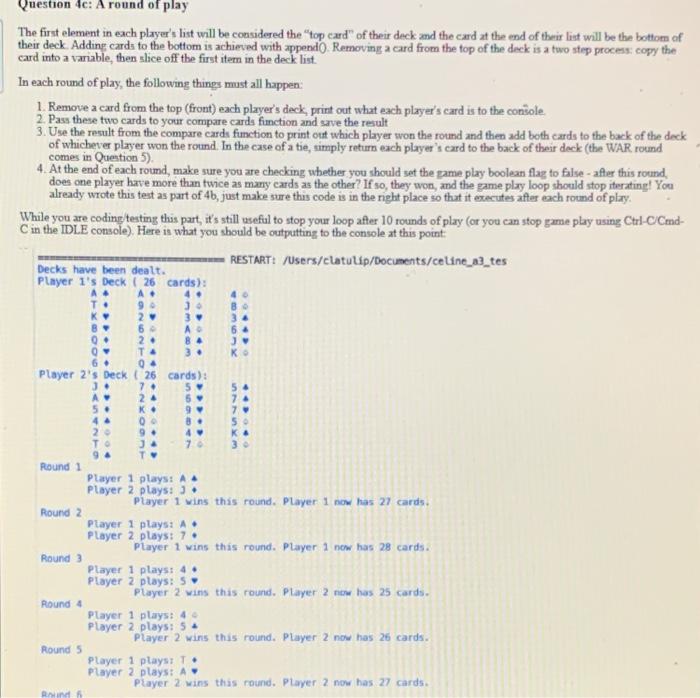 Solved Question 4: Regular Game Play ( ∼9 pts) To play the | Chegg.com