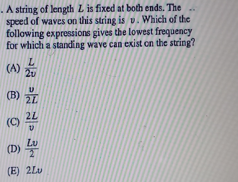 Solved A string of length L ﻿is fixed at both ends. The | Chegg.com
