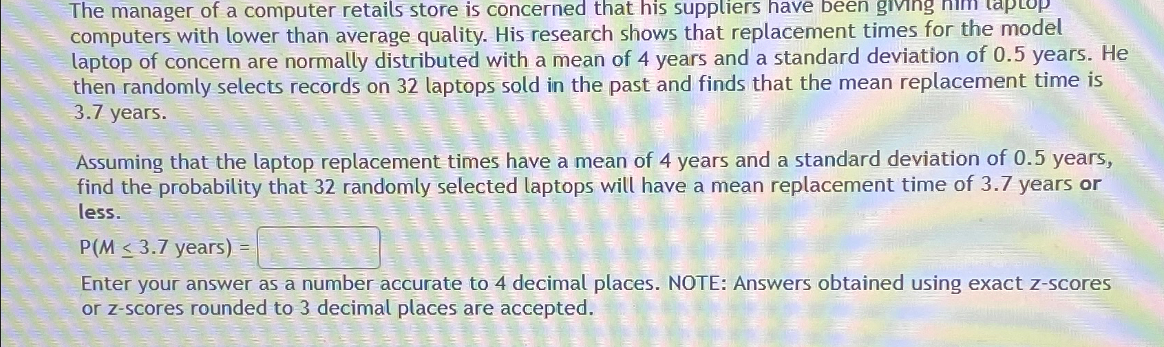 Solved The manager of a computer retails store is concerned | Chegg.com