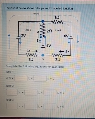 Solved The circuit below shows 3 ﻿loops and 1 ﻿labelled | Chegg.com