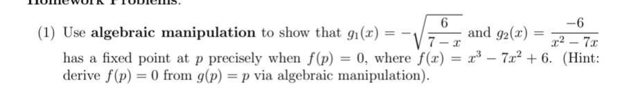 Solved (1) Use algebraic manipulation to show that | Chegg.com