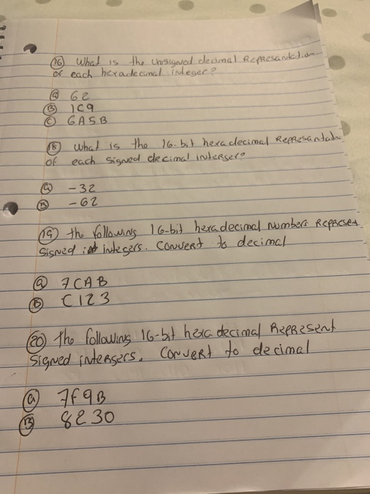 Solved OG Wha or each hexacle cimal the thsigned cecimal | Chegg.com