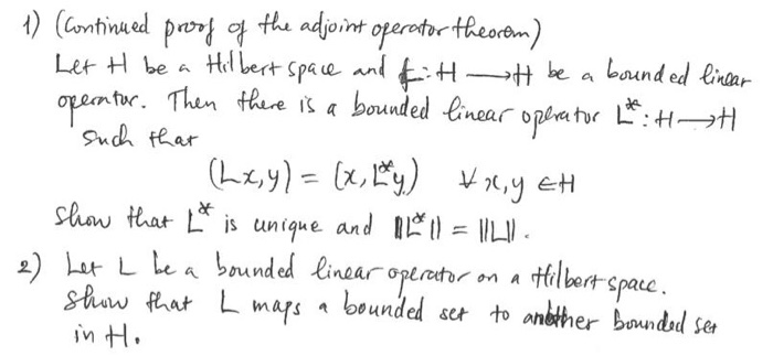 Solved 1) (Continued proof of the adjoint operator theorem) | Chegg.com