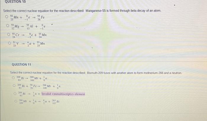 Solved Select the correct nuclear equation for the reaction | Chegg.com
