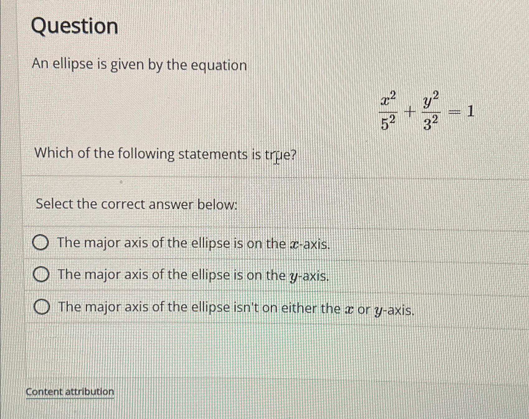 Solved Question\\nAn ellipse is given by the | Chegg.com