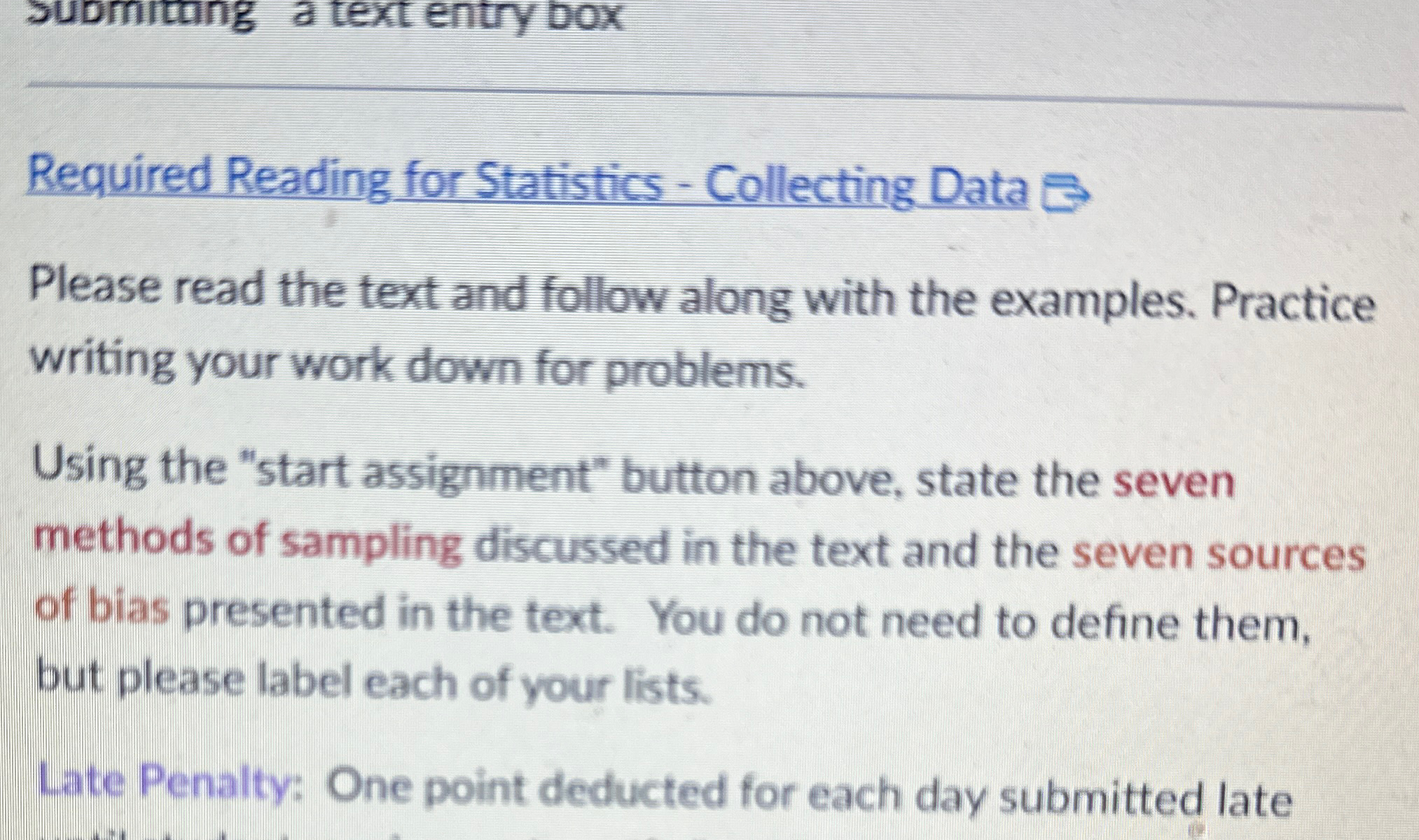 Solved Required Reading for Statistics - ﻿Collecting Data | Chegg.com