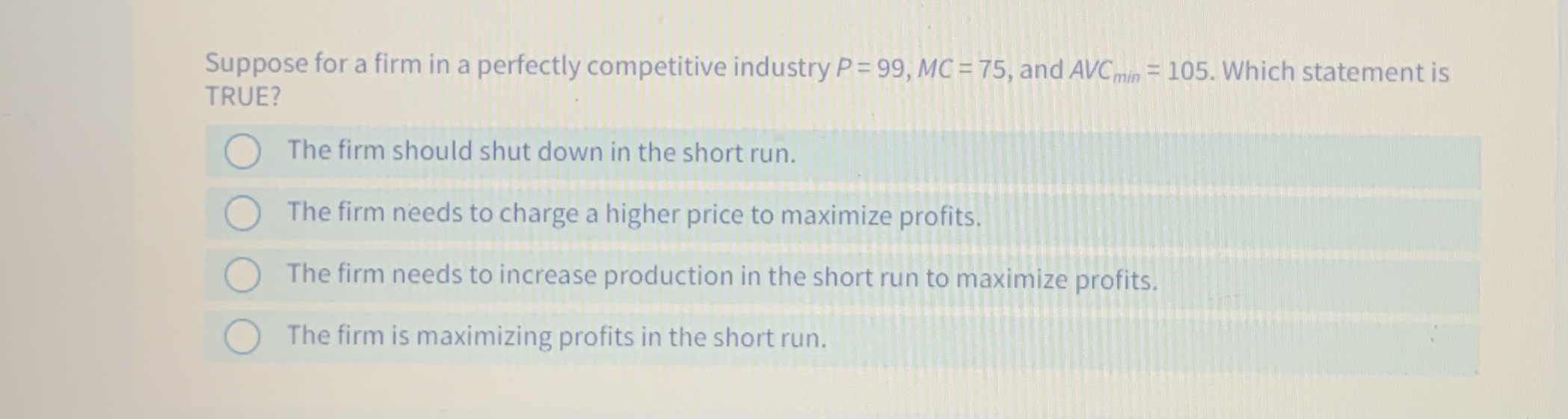 Solved Suppose for a firm in a perfectly competitive | Chegg.com