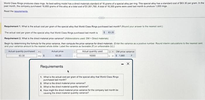 Solved World Class Rings produces class rings. Its | Chegg.com