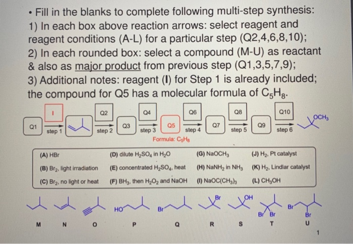Solved • Fill in the blanks to complete following multi-step | Chegg.com