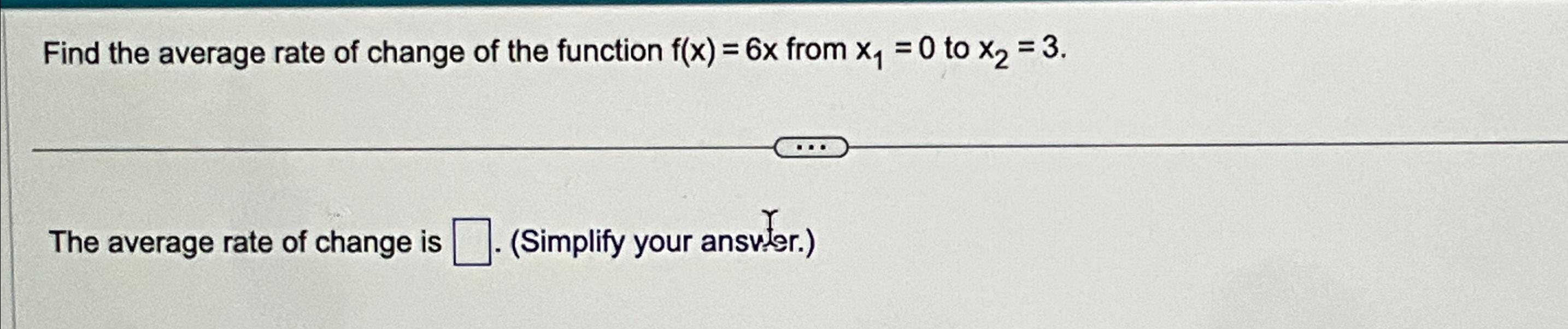Solved Find the average rate of change of the function | Chegg.com