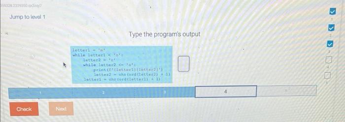 Solved Jump to level 1 Type the program's output letterl - | Chegg.com