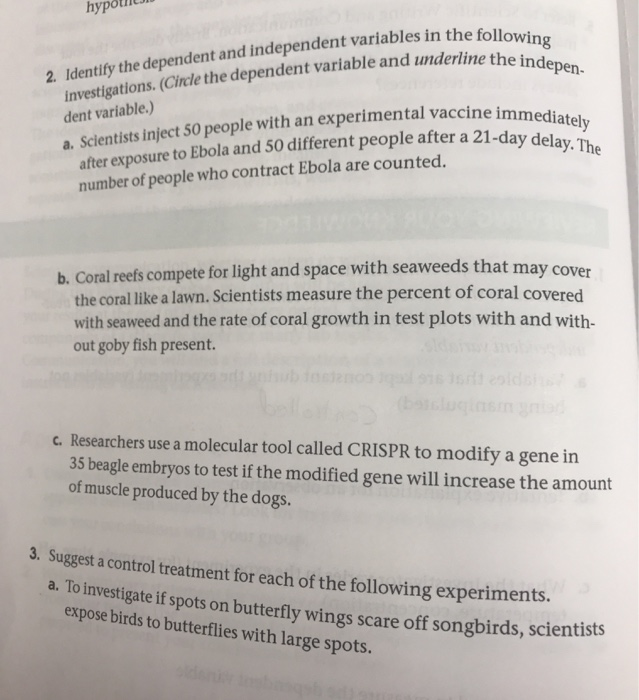 Solved 2. Identify the dependent and independent variables | Chegg.com