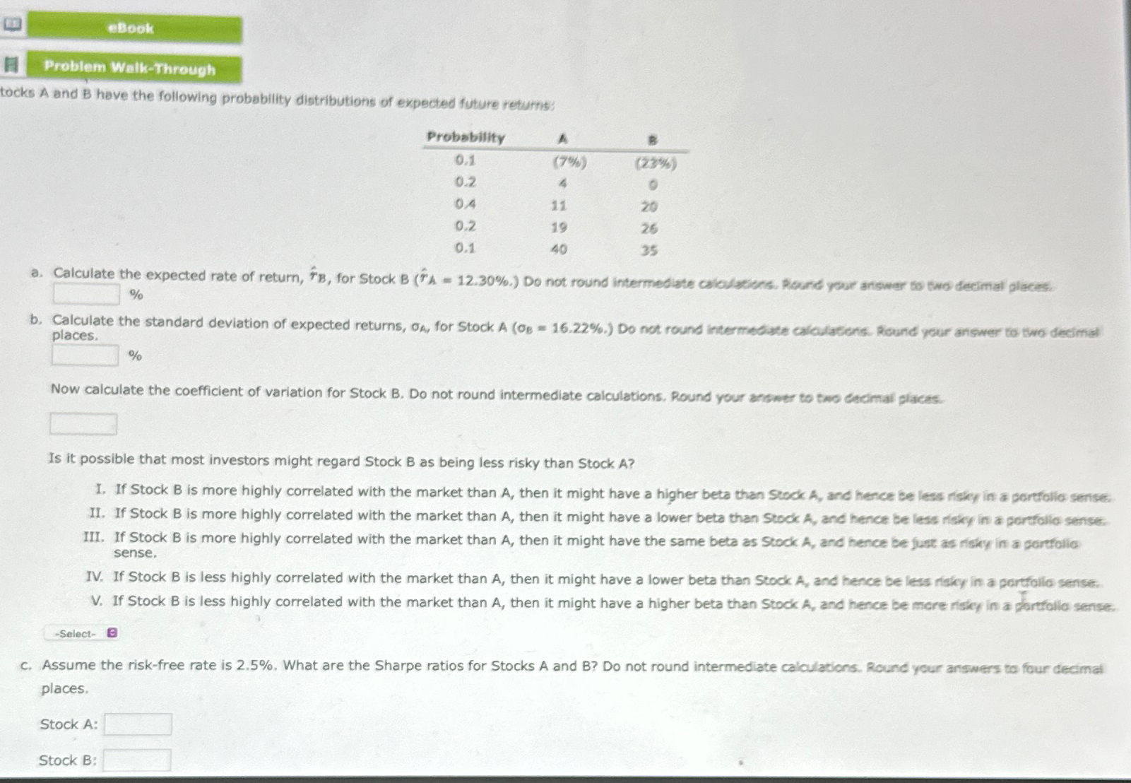 Solved eBookProblem Walk-Throughtocks A and B ﻿have the | Chegg.com