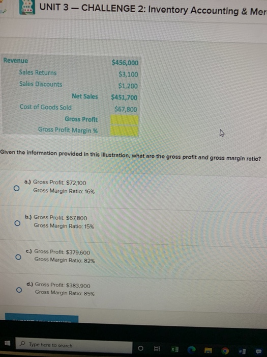 Solved UNIT 3 – CHALLENGE 2: Inventory Accounting & Mer | Chegg.com