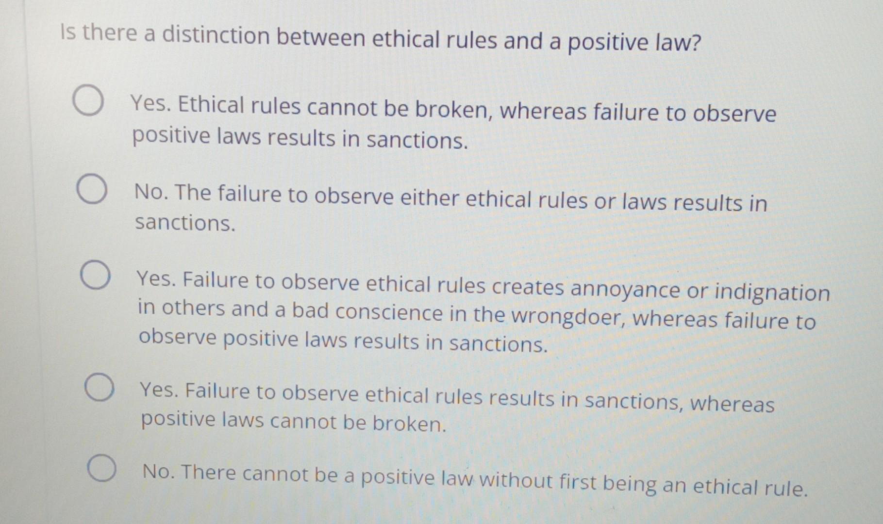 Solved Is there a distinction between ethical rules and a | Chegg.com