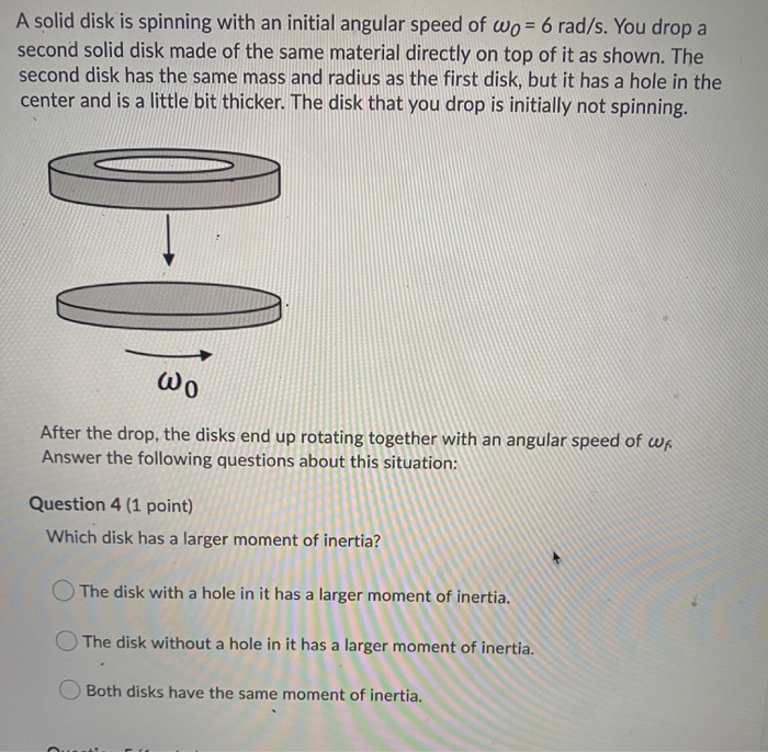 Solved A solid disk is spinning with an initial angular | Chegg.com