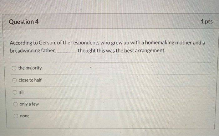 Solved Question 4 1 pts According to Gerson, of the | Chegg.com