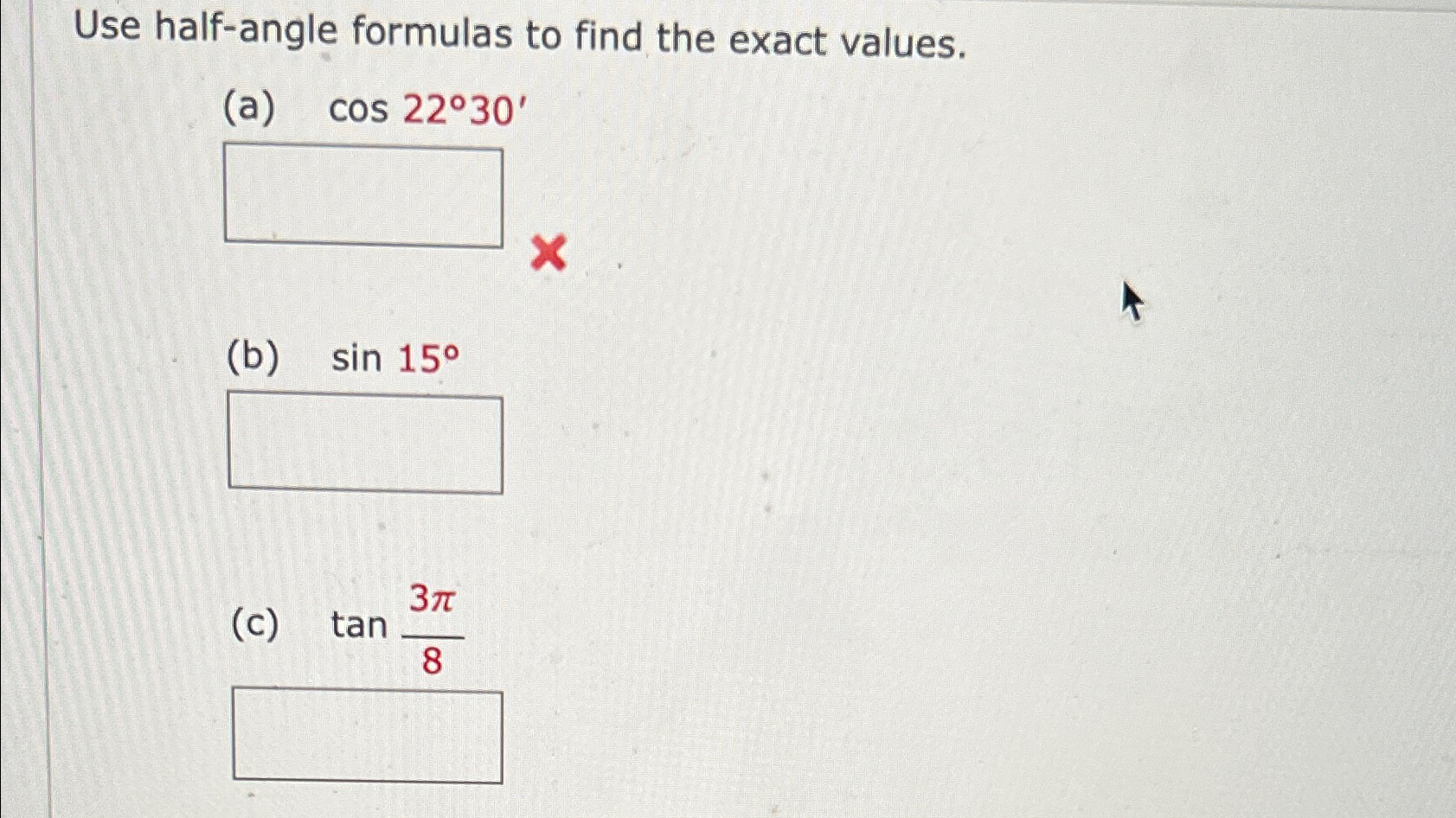 Solved Use half-angle formulas to find the exact | Chegg.com